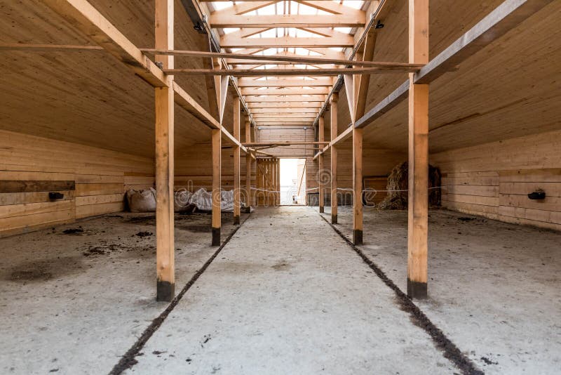 Horse Farm Empty Stable Interior. Stock Image - Image of clean, shed ...
