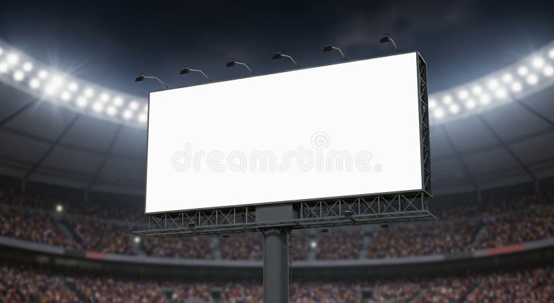 Empty Stadium Billboard with Bright Lights at Night, Billboard Mockup ...