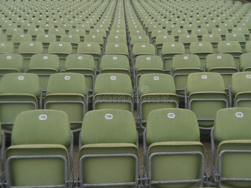 Empty Stadium Chairs Bad Weather Stock Photo - Image of public, game ...