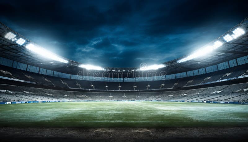 Empty Stadium with Floodlights Stock Image - Image of spotlight ...