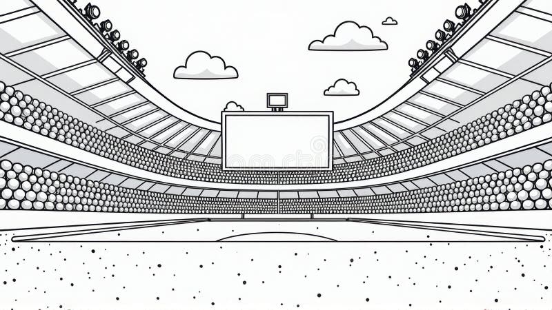 Empty Stadium Illustration, Line Art Illustration, Line Art ...