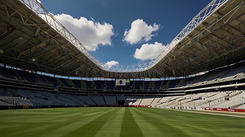 Empty Stadium with Modern Architecture and Green Grass Stock ...