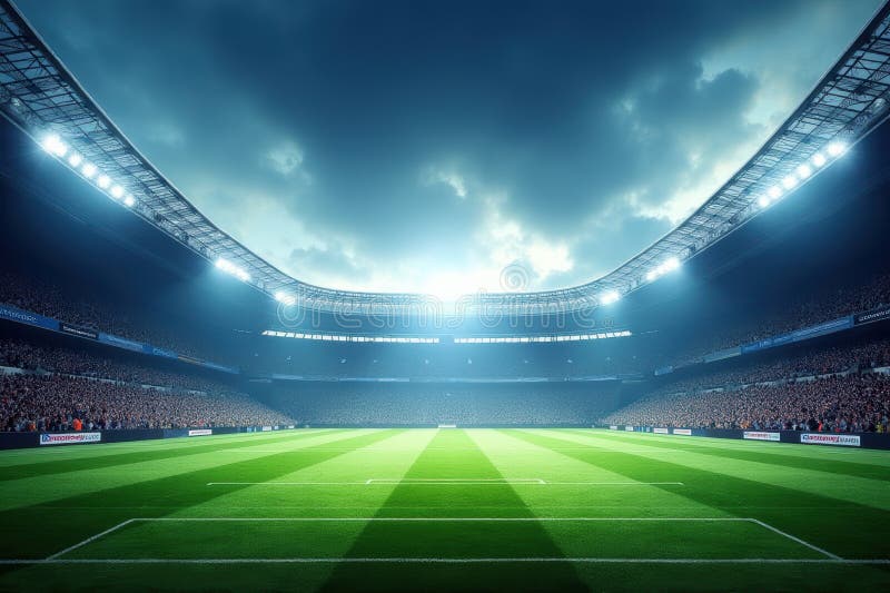 Empty Stadium at Night, Ready for the Game Stock Illustration ...