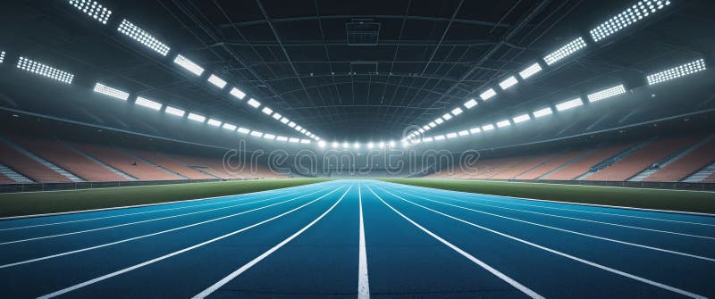 Empty Stadium Running Track Ready for Competition. Stock Photo - Image ...