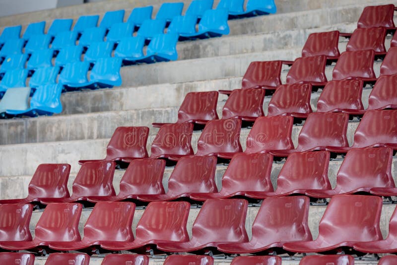 Empty Stadium Seats in Arena Stock Image - Image of bench, blue: 115193227