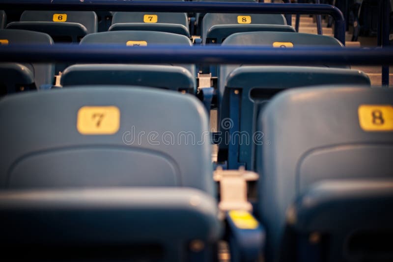 Empty Stadium Seats with Numbered Rows Stock Photo - Image of creating ...