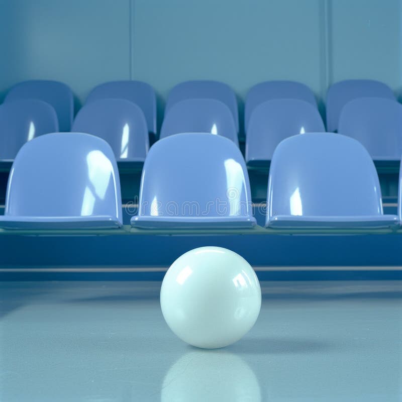 Empty Stadium Seats with One White Ball in the Middle, 3d Render. Stock ...