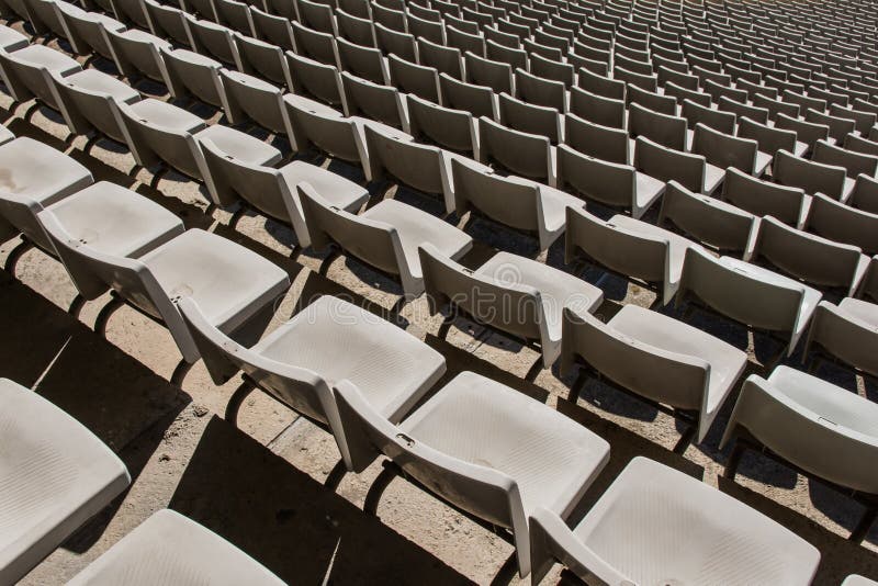 Empty Stadium Seats Row in a Sports Stadium Stock Photo - Image of ...