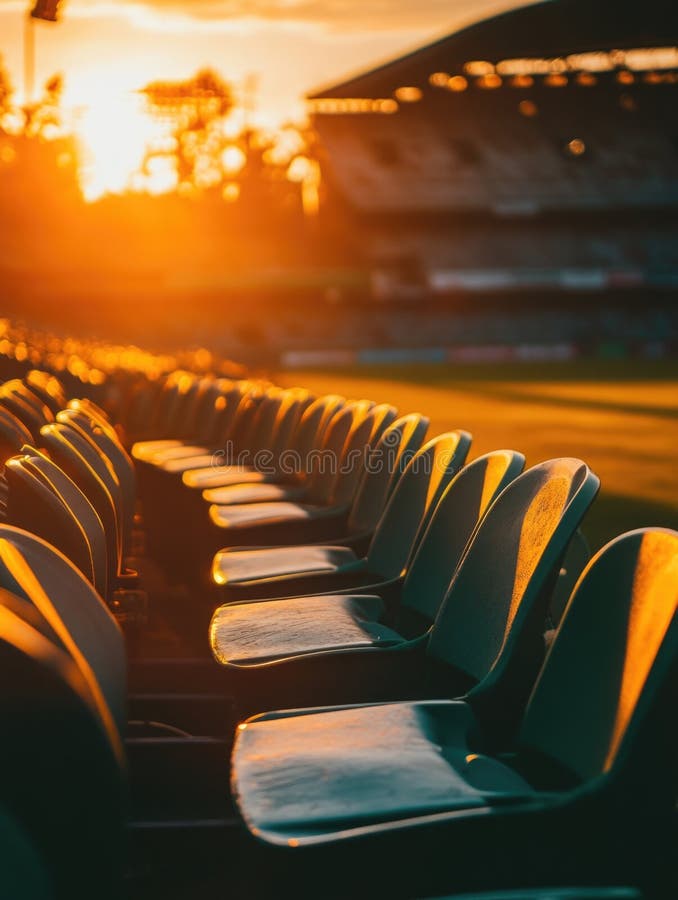 Empty Stadium Seats Sunset stock image. Image of sunlight - 375784457
