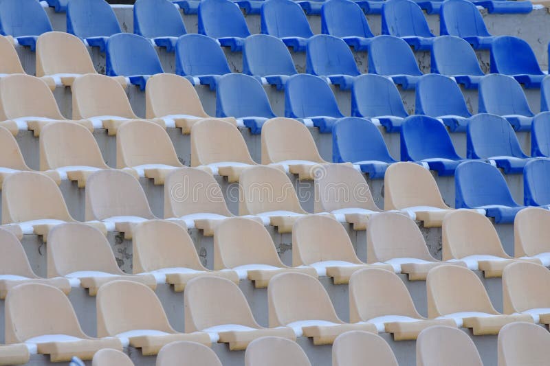 Empty Stadium Seats in Winter. Rows of Chairs for Seating in Arena ...