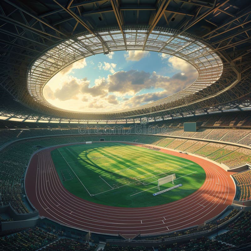 Empty Stadium with Wide View of Field Stock Illustration - Illustration ...