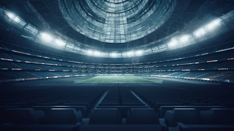 Empty Stadium with Steps and Spotlights. Generative Ai Stock ...