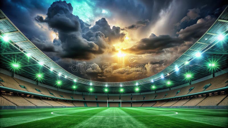 An Empty Stadium Under a Dramatic Sky, Ready for the Big Game ...