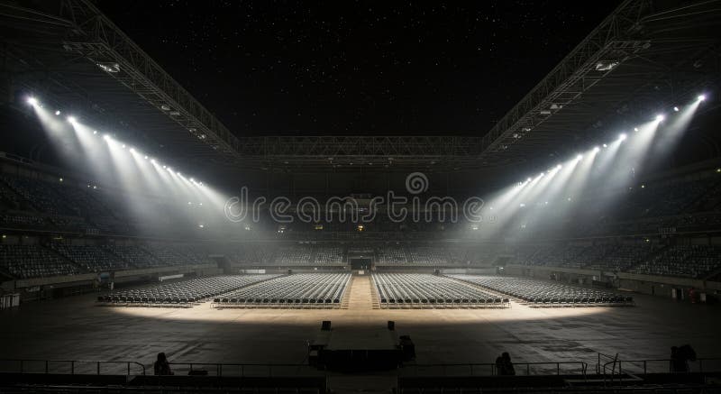 Empty Stadium Under Stage Lights an Empty Stadium with Stage Lighting ...