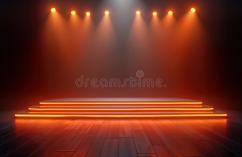 Empty Stage with Amber Stage Lighting Design. Modern Dance Production ...