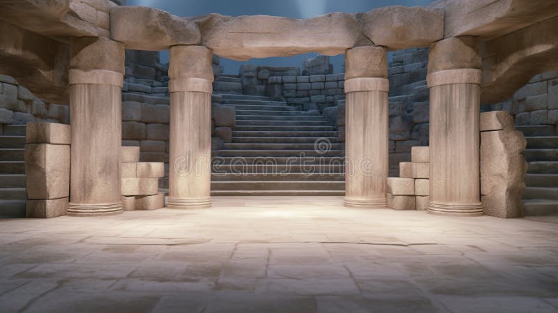 An Empty Stage with Ancient Columns and Lights. Generative AI Image ...