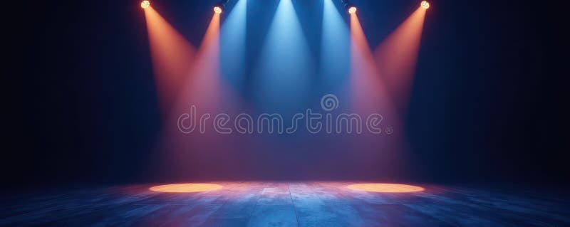 Empty Stage Bathed in Bright Spotlights, Dramatic Shadows , Stage ...