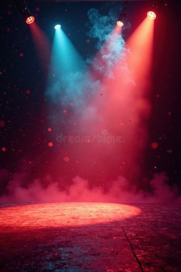 Empty Stage Bathed in Dramatic Light, Swirling Smoke, before Show ...