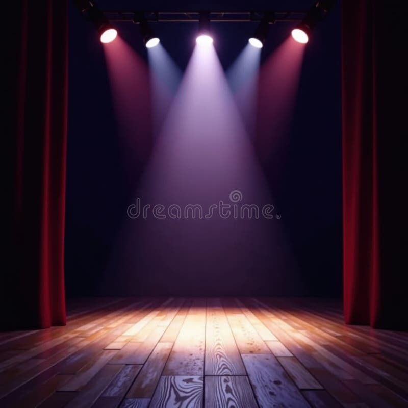 Empty Stage Bathed in Sharp Spotlights, Dramatic Shadows , Set, Bright ...