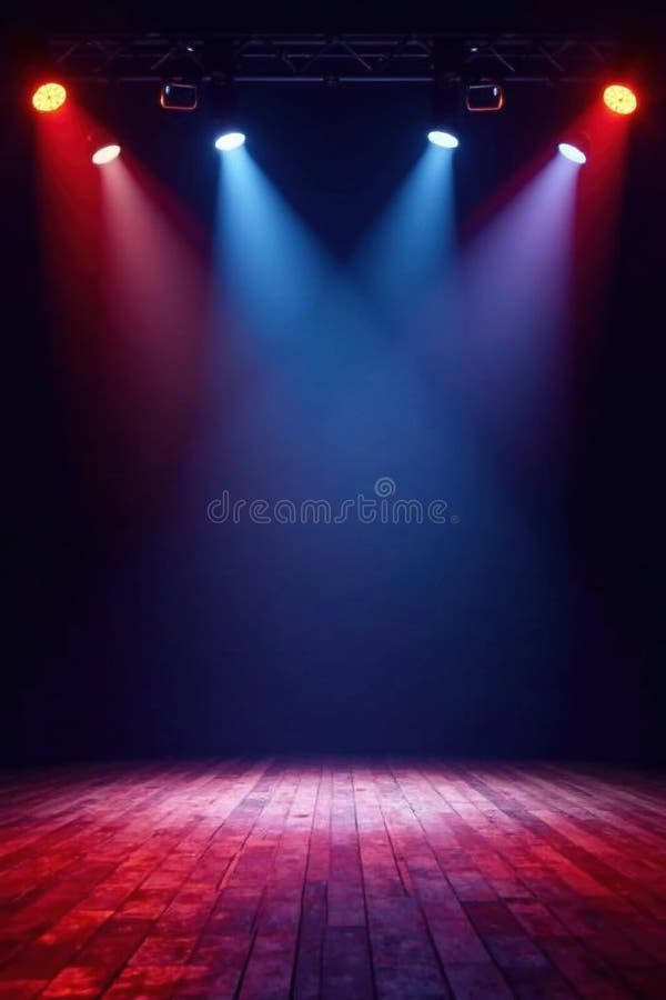 Empty Stage Bathed in Spotlights, Ready for Performance, Play, Open ...