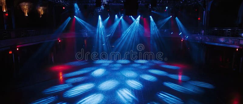 Empty Stage with Blue and Red Spotlights Stock Illustration ...