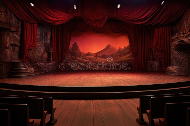 Empty Stage with a Classic Theater Backdrop Stock Illustration ...