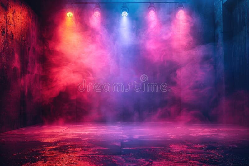 Empty Stage with Colorful Spotlights and Copy Space: Ideal for Event ...