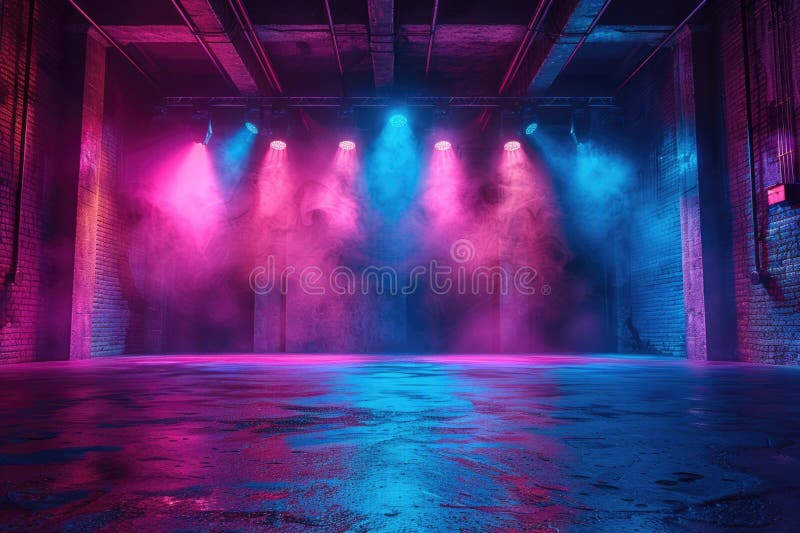 Empty Stage with Colorful Spotlights and Copy Space: Ideal for Event ...