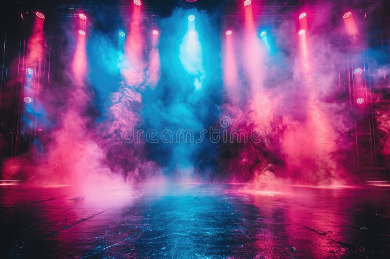 Empty Stage with Colorful Spotlights and Copy Space: Ideal for Event ...