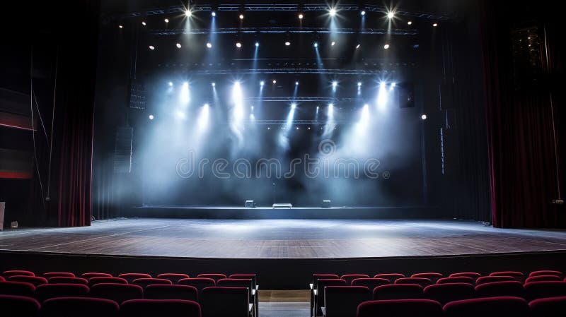 Intense Lighting Over Empty Stage, Concert Venue during Nighttime ...