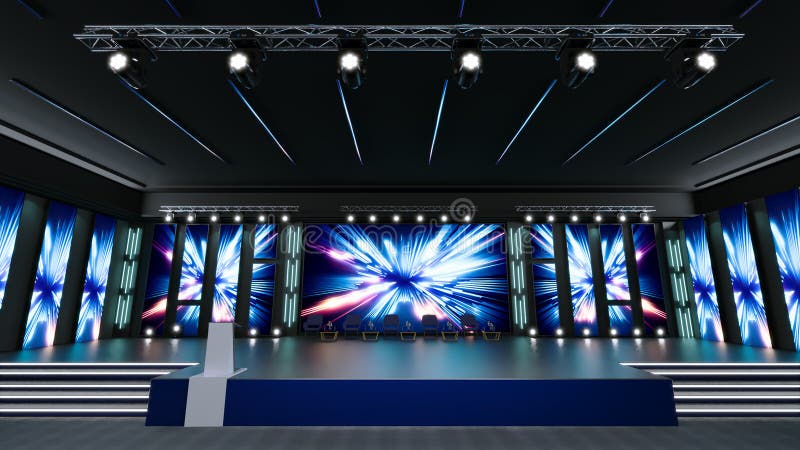 Empty Stage Design for Mockup, Stage Event with Led Screen Stock ...
