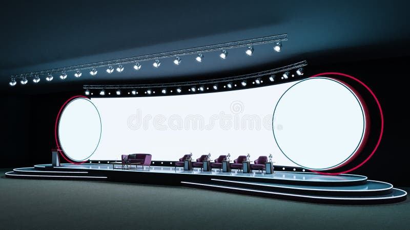 Empty Stage Design for Mockup, Stage Event with Led Screen Stock ...