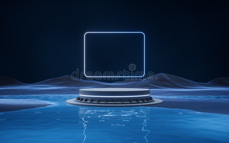 Empty Stage in the Digital Space, 3d Rendering Stock Illustration ...