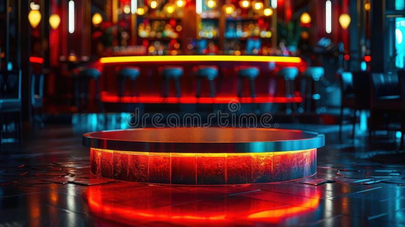 Empty Stage in a Dimly Lit Bar with Red and Blue Lighting Stock ...