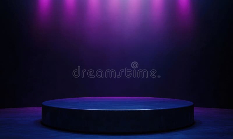 Empty Stage with Dramatic Lighting, Circular Platform, Purple and Pink ...