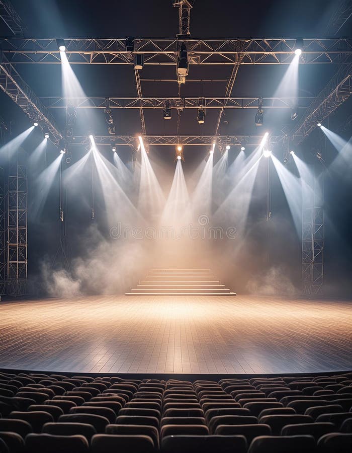 Empty Stage with Dramatic Lighting and Smoke Effects, Highlighting the ...