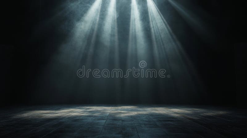 Empty Stage with Dramatic Spotlight and Mist, Atmospheric Lighting ...
