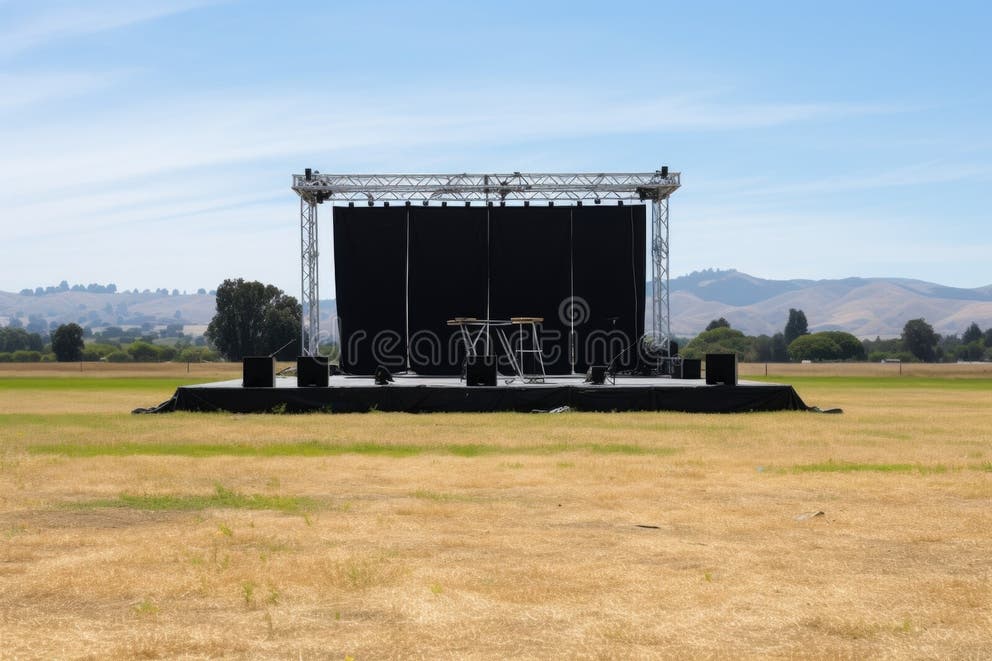 An Empty Stage in a Field Indicating a Potential Protest Rally Stock ...