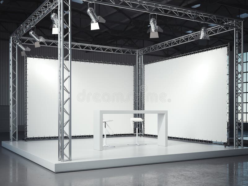 Empty Stage with Framework and Lightspots. 3d Rendering Stock Photo ...