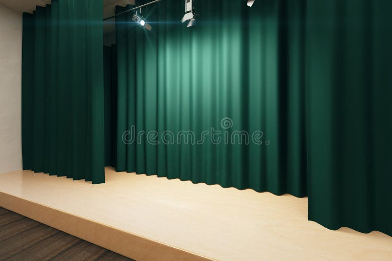 Empty Stage Green Scenes Spotlights Stock Illustrations – 10 Empty ...