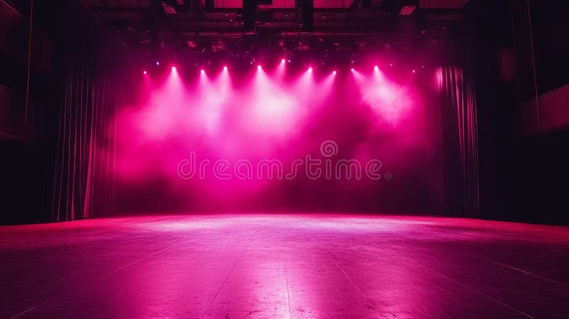 The Empty Stage is Illuminated by Pink Lights Stock Image - Image of ...