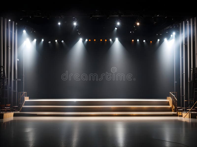 Empty Stage Illuminated by Projectors for Dance Performance Stock ...
