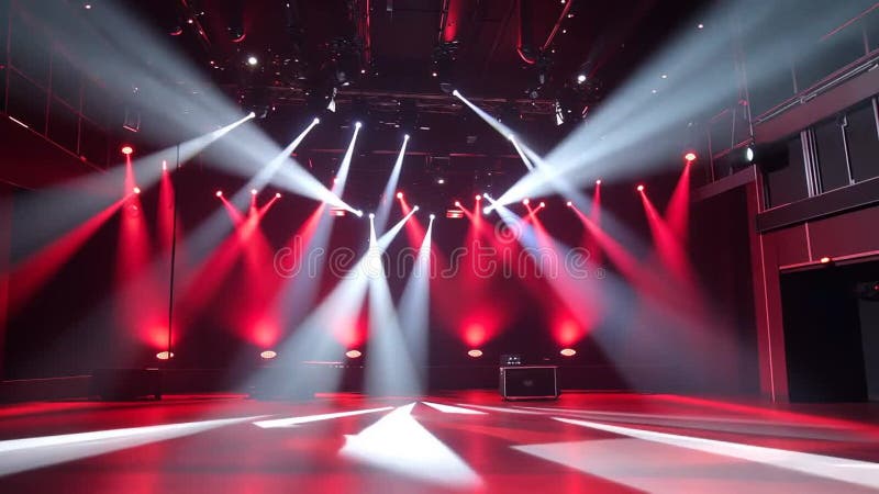 Empty Stage Illuminated with Red and White Spotlights for an Upcoming ...