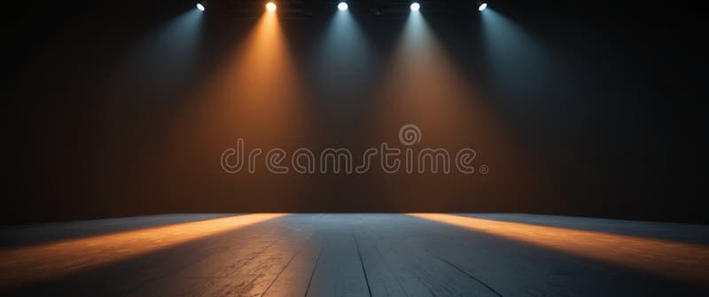 Empty Stage Illuminated by Spotlights Creating a Dramatic Atmosphere ...