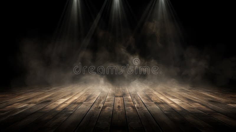 Empty Stage Illuminated by Spotlights with Smoke Float Stock ...