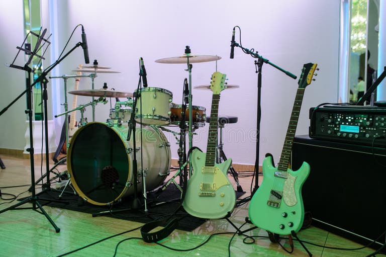 Empty Stage with Instruments Ready for Performance Stock Photo - Image ...