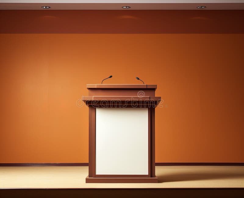 Empty stage with lectern. stock illustration. Illustration of speaking ...