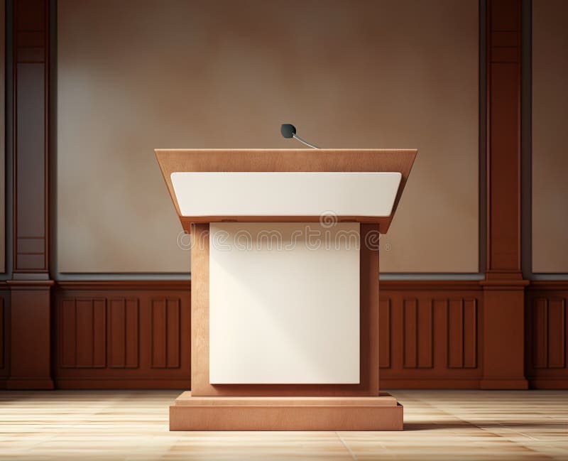 Empty stage with lectern. stock illustration. Illustration of wall ...