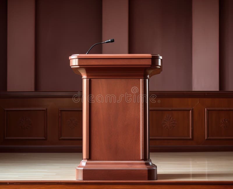 Empty stage with lectern. stock illustration. Illustration of chair ...