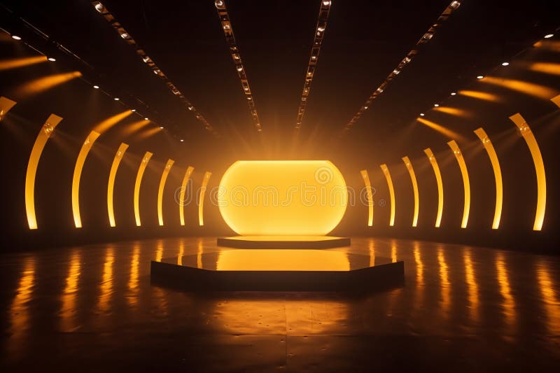 Empty Stage Light Background. Illuminated Stage with Warm Lighting ...